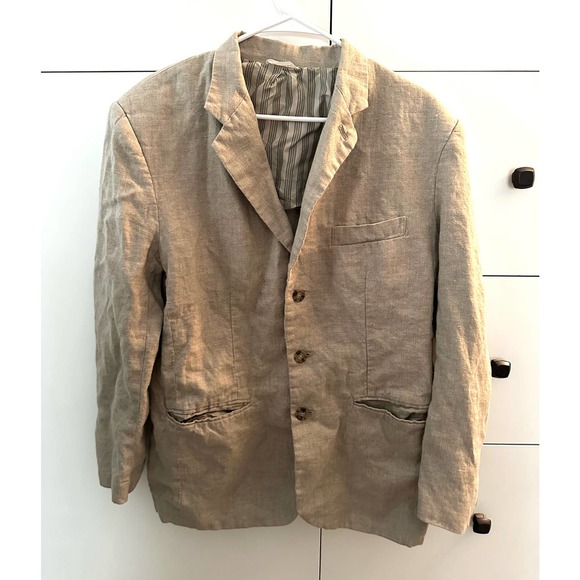 GAP | Jackets & Coats | Gap Linen Three Button Oatmeal Khaki Sports ...